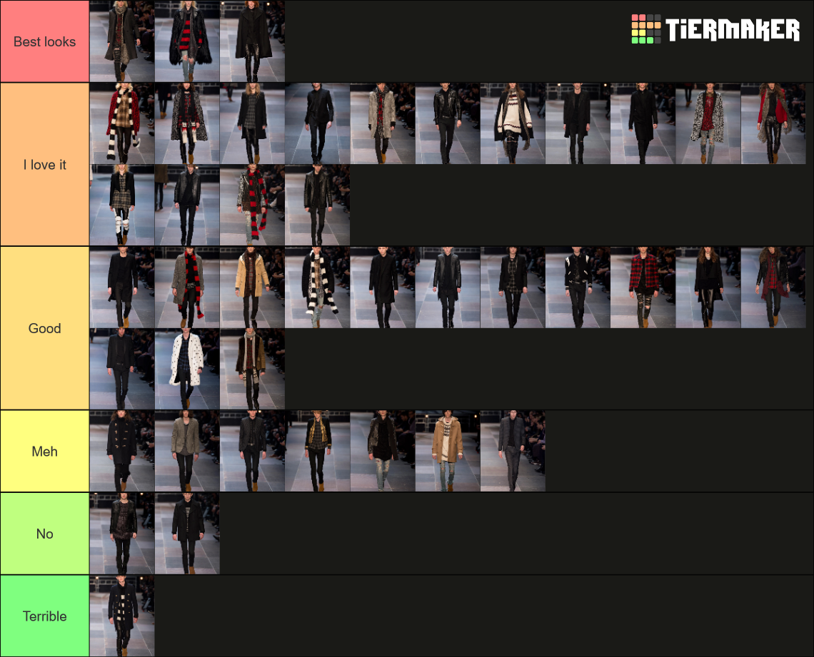 Saint Laurent Paris FW13 Looks Tier List (Community Rankings) - TierMaker