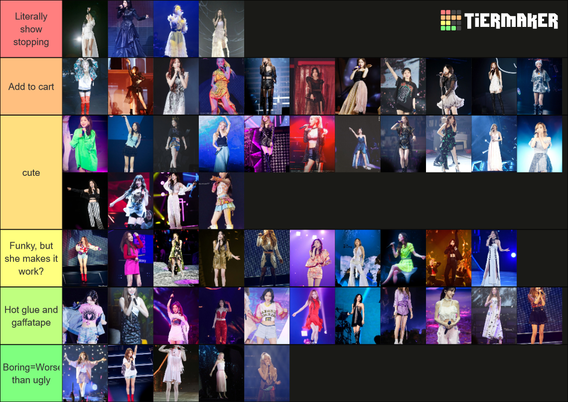 Taeyeon's concert outfits Tier List (Community Rankings) - TierMaker