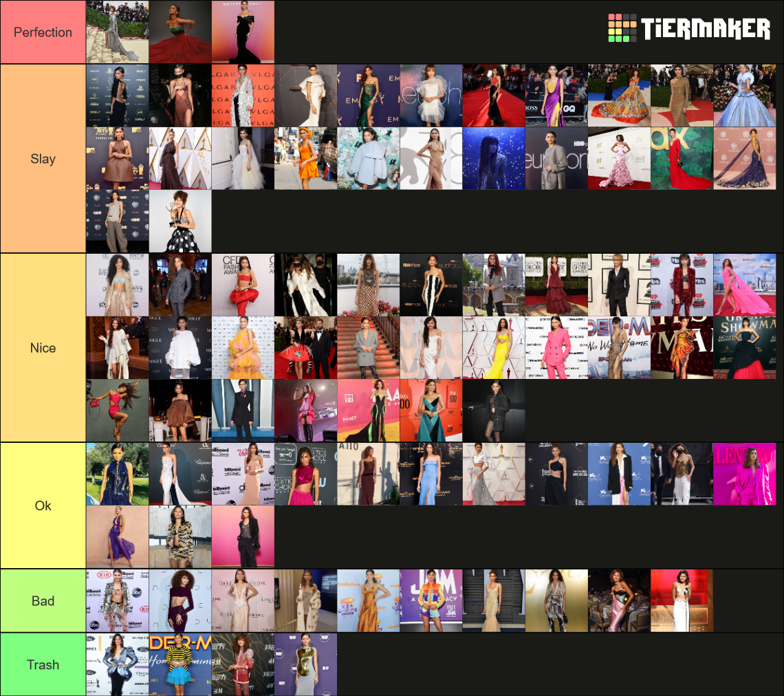Zendaya Outfits Tier List (Community Rankings) - TierMaker