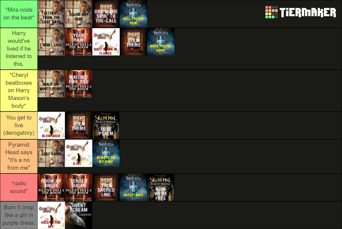 Silent Hill: Mary Elizabeth McGlynn vocal tracks Tier List (Community ...