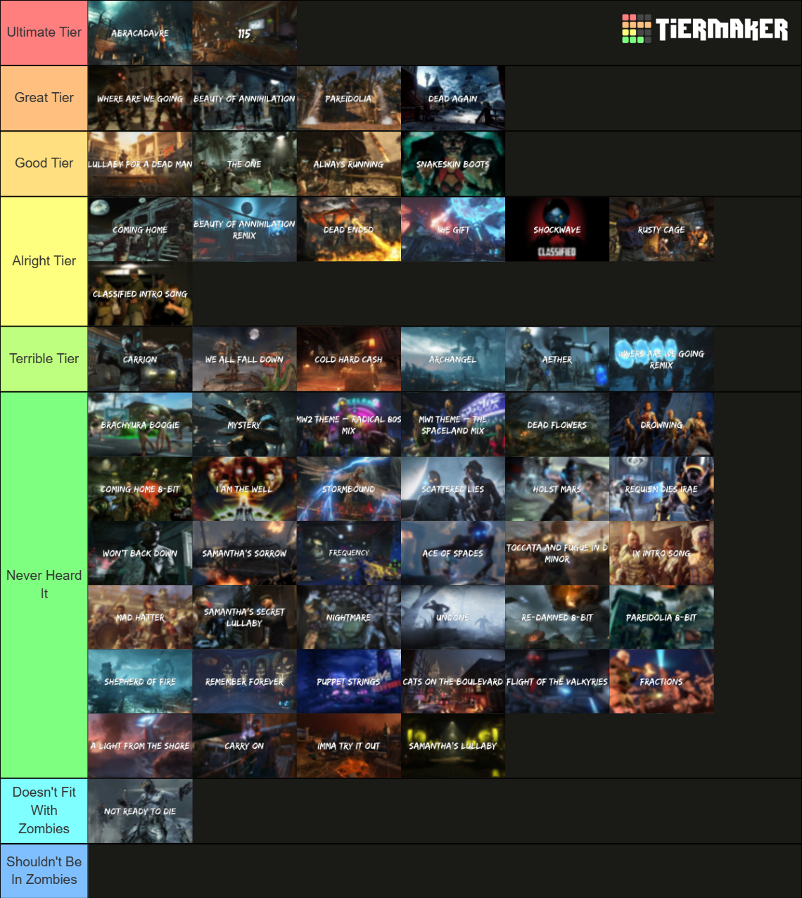 Ranking All Main Call of Duty Zombies Songs Tier List (Community ...