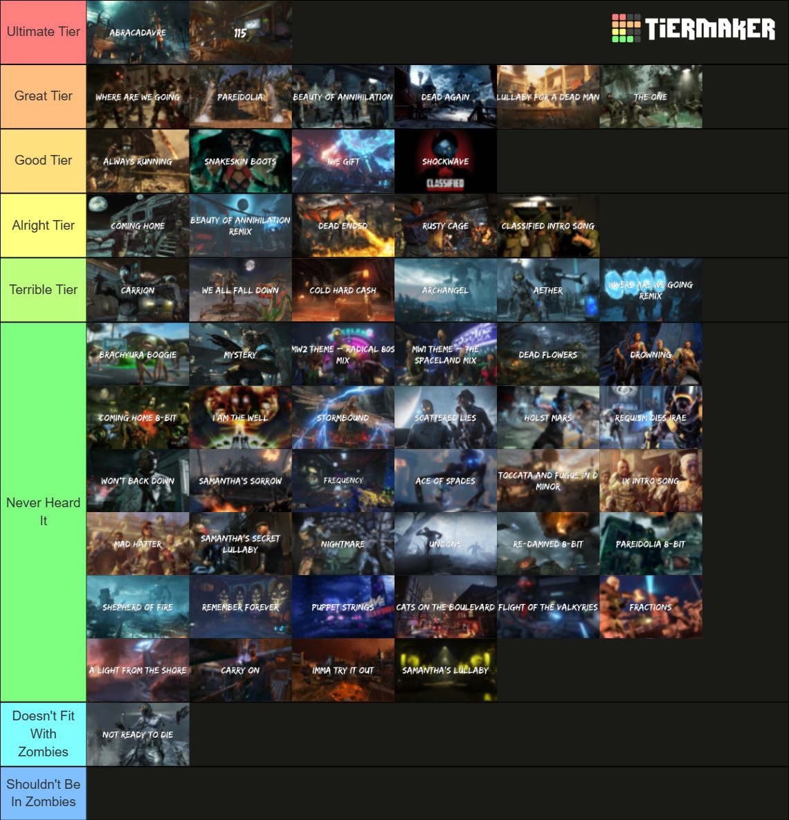 Ranking All Main Call of Duty Zombies Songs Tier List (Community ...