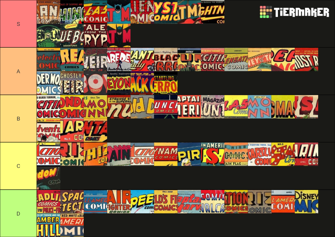 Golden age comic title design Tier List (Community Rankings) - TierMaker