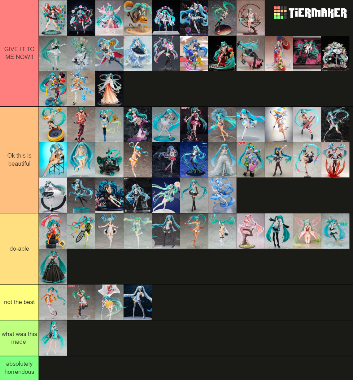 Hatsune Miku completed figure Tier List (Community Rankings) - TierMaker