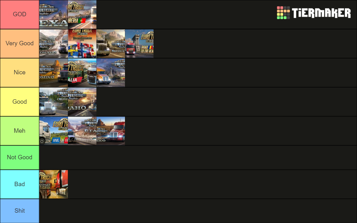 ETS2 & ATS DLCs Tierlist Tier List (Community Rankings) - TierMaker