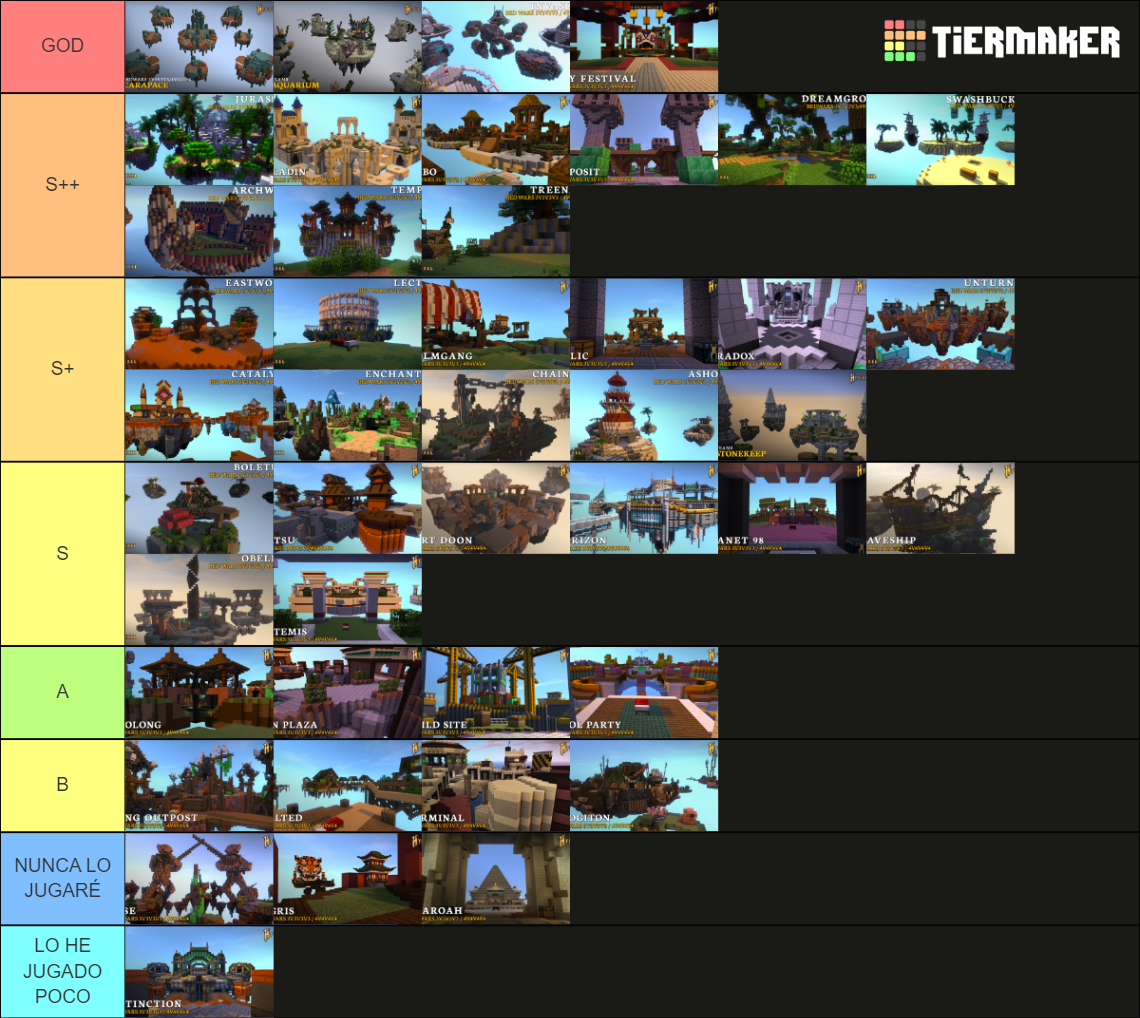 Bedwars 3s/4s Maps Tier List (Community Rankings) - TierMaker