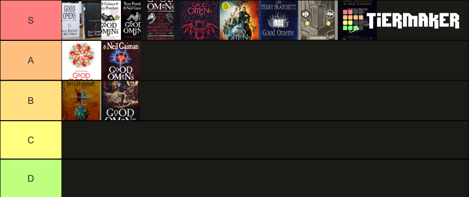 Good Omens Book Cover Tierlist Tier List (Community Rankings) - TierMaker