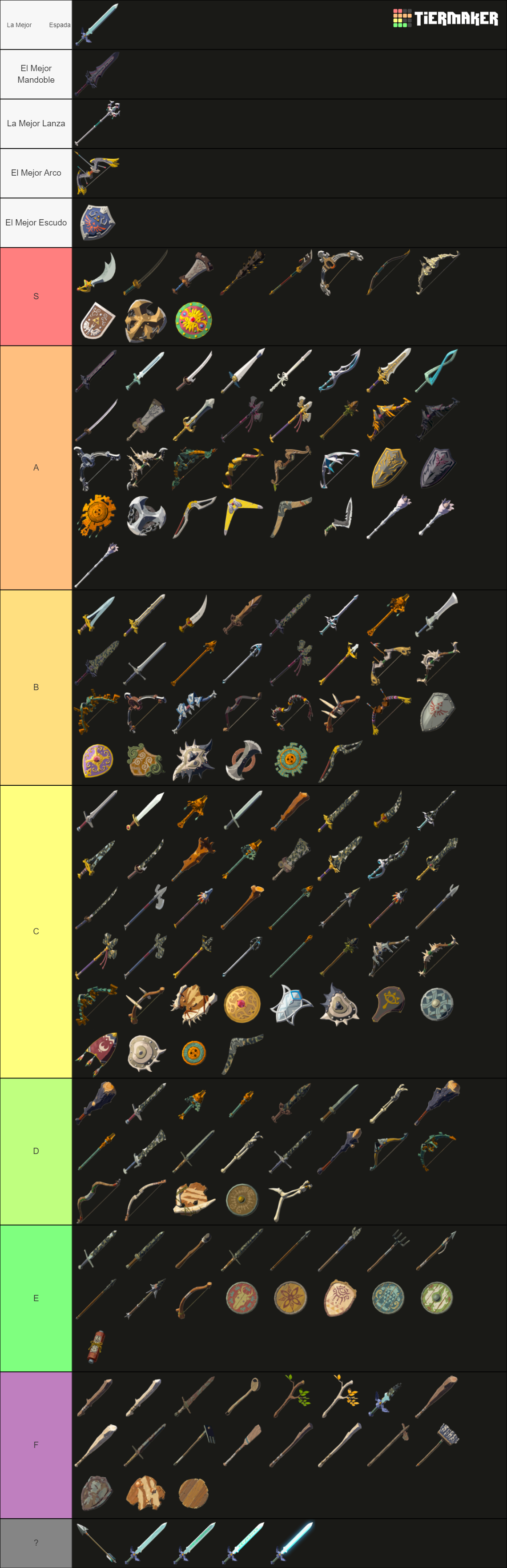 Tears of the Kingdom Weapon Tier List (Community Rankings) - TierMaker