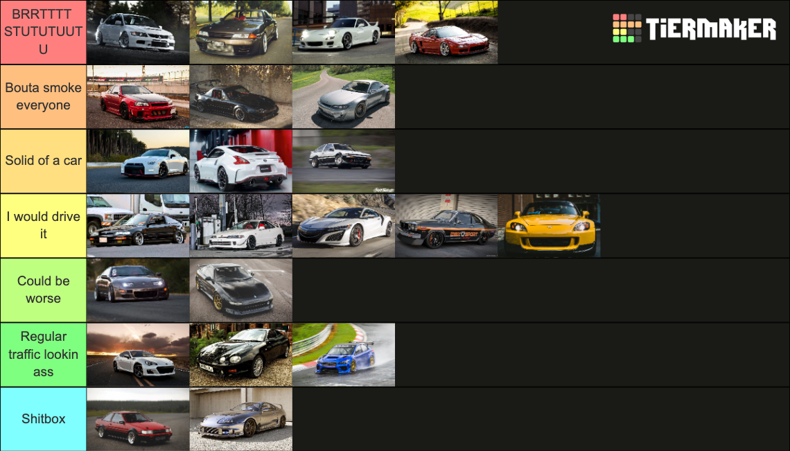 JDM cars Tier List (Community Rankings) - TierMaker