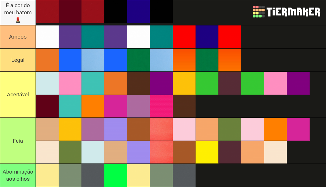 Cores para escolher🎨 Tier List (Community Rankings) - TierMaker