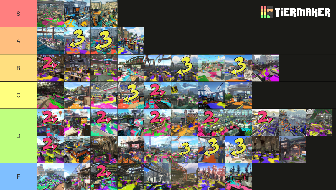 All Splatoon maps (1, 2, 3 (Chill season 2022)) Tier List (Community ...