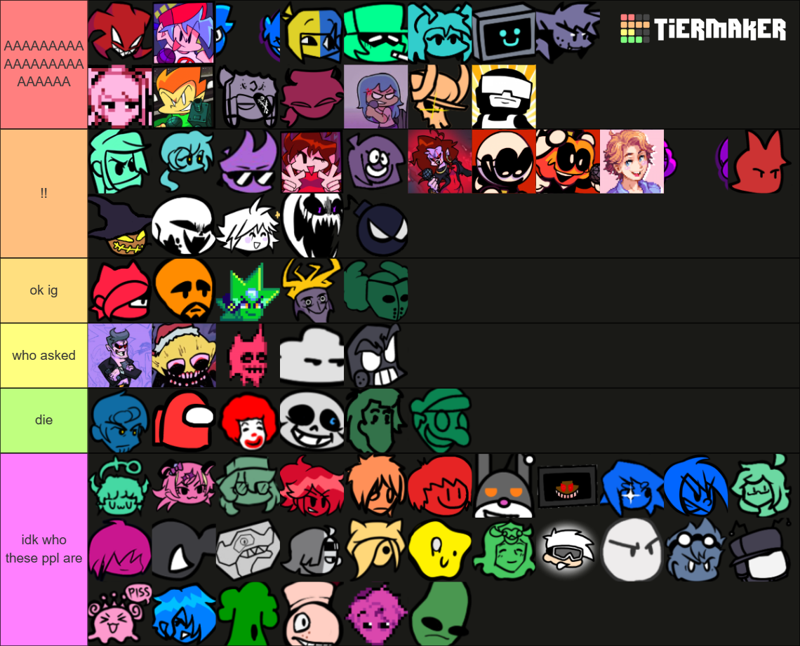 FNF x FNF MODS CHARS Tier List (Community Rankings) - TierMaker