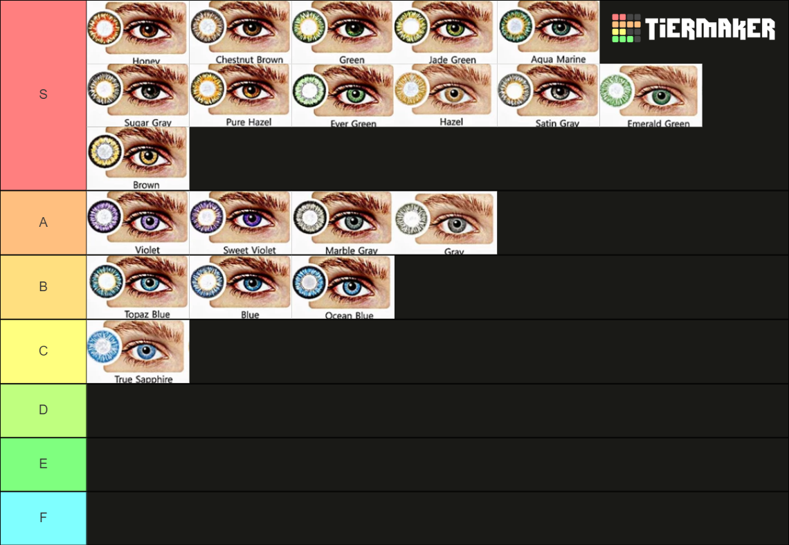 Eye Colour Tier List (Community Rankings) - TierMaker
