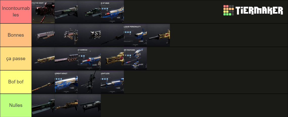 Armes saisonnières Destiny 2 Tier List (Community Rankings) - TierMaker