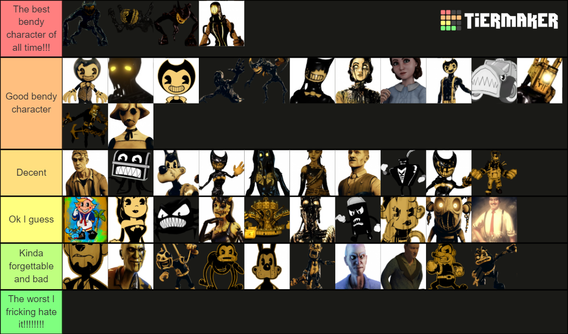 All of the bendy characters ranking Tier List (Community Rankings) - TierMaker