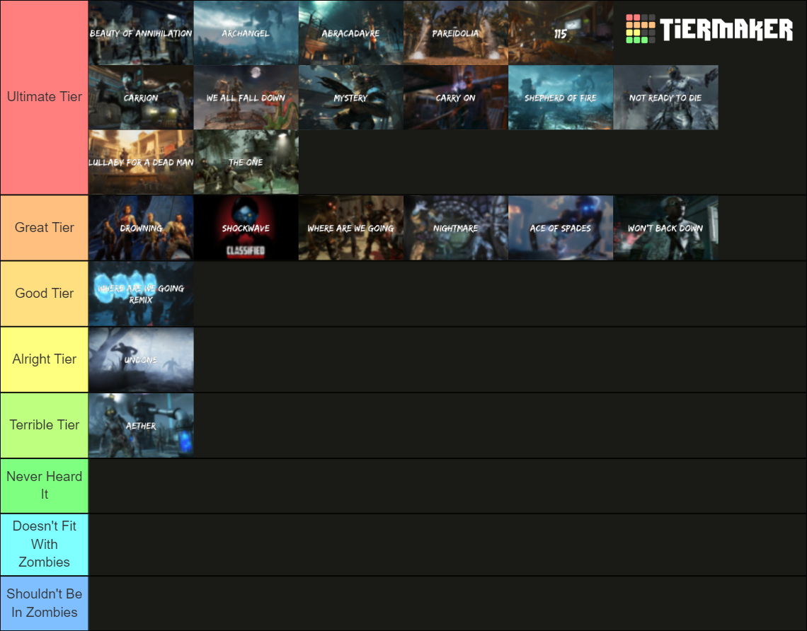 Ranking All Main Call of Duty Zombies Songs Tier List (Community ...