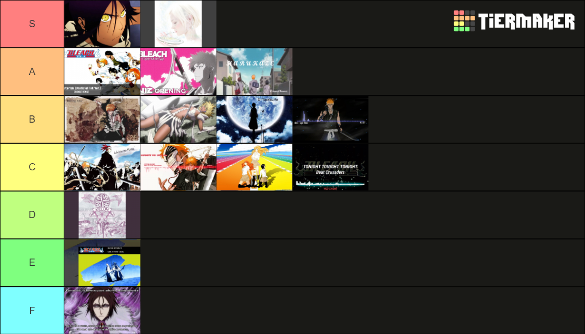 Bleach Openings Updated (1-16) Tier List (Community Rankings) - TierMaker