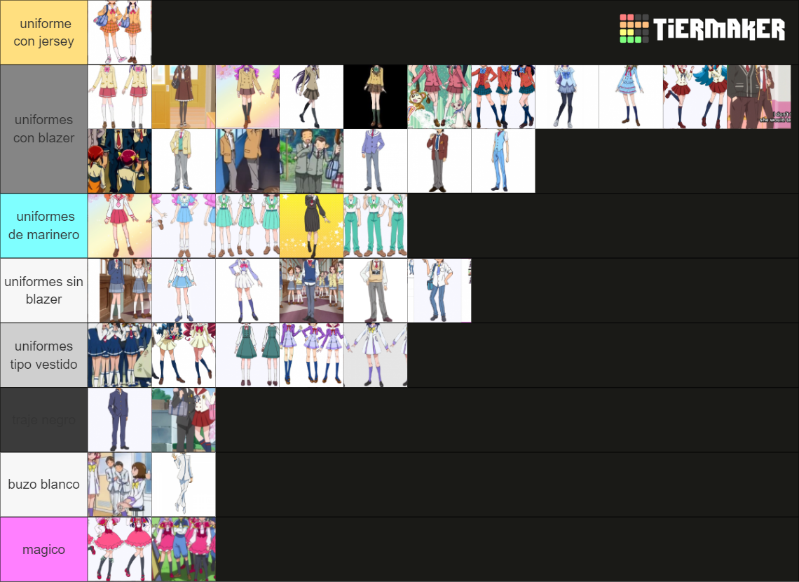 Precure School Uniforms Tier List (Community Rankings) - TierMaker