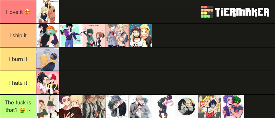 Mha ships Tier List (Community Rankings) - TierMaker
