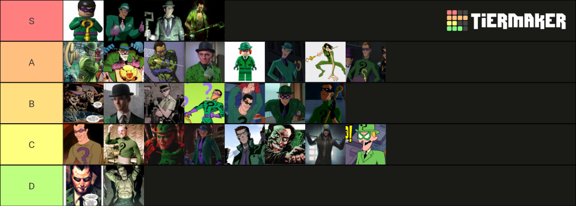 Batman Villain Designs- Riddler Tier List (Community Rankings) - TierMaker
