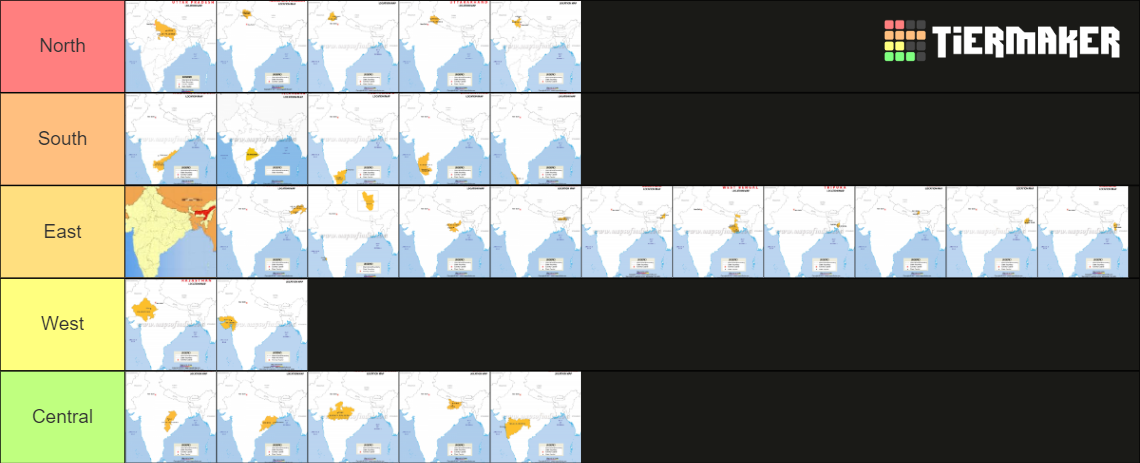 states of india Tier List (Community Rankings) - TierMaker