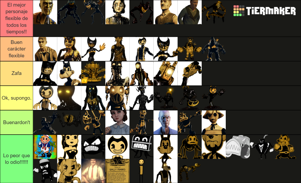 All of the bendy characters ranking Tier List (Community Rankings) - TierMaker
