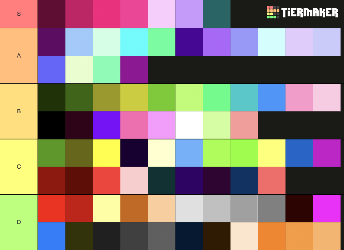 Color Teirlist Tier List (Community Rankings) - TierMaker