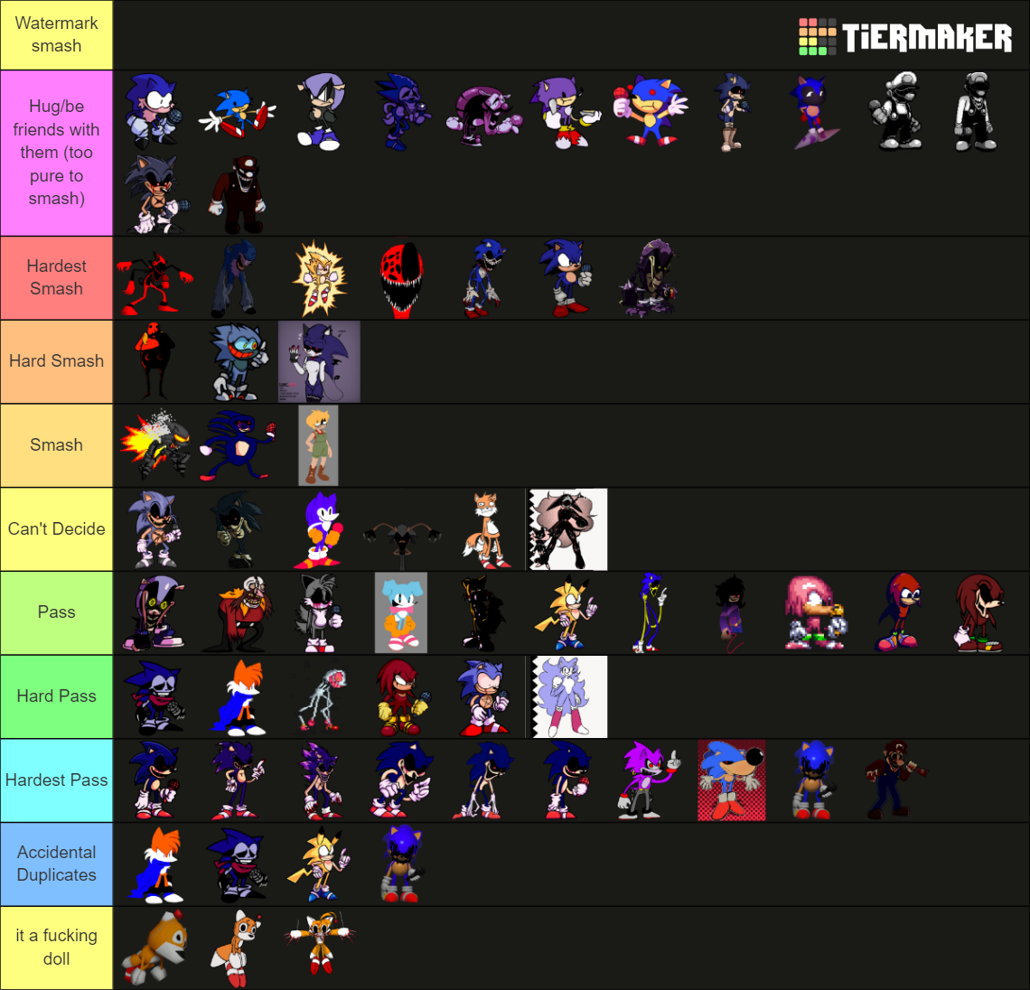 Fnf EXE Smash or Pass Tierlist Tier List (Community Rankings) - TierMaker