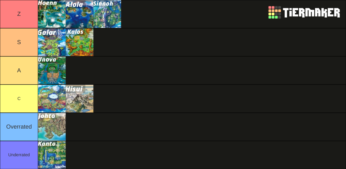 Pokemon Regions Tier List (Community Rankings) - TierMaker