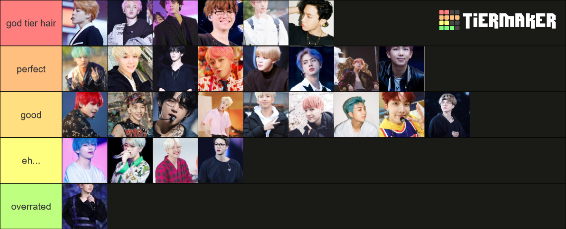 BTS Iconic Hair Colors Tier List (Community Rankings) - TierMaker