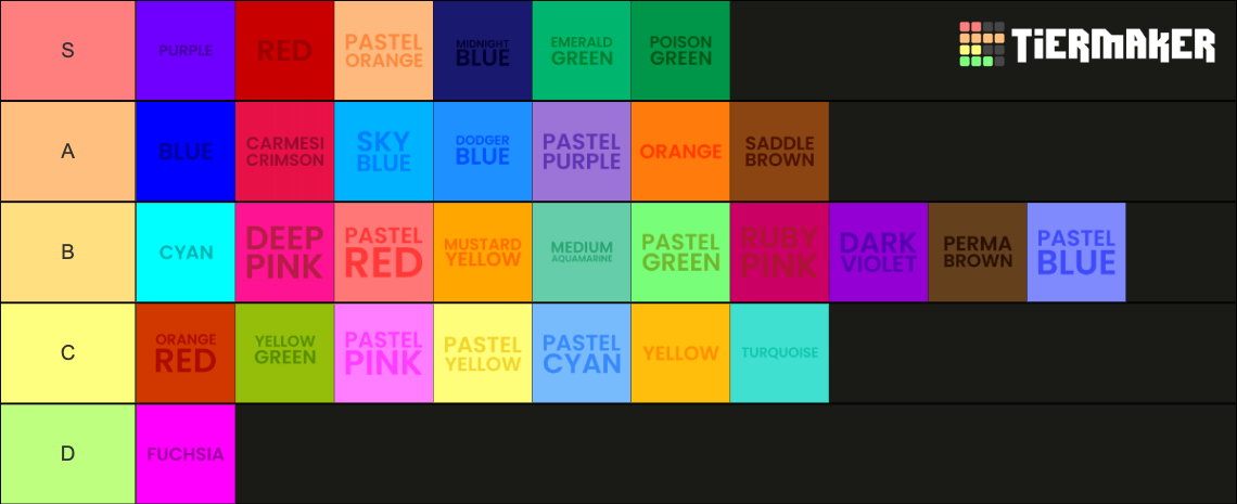 Ultimate Color Tier List (Community Rankings) - TierMaker