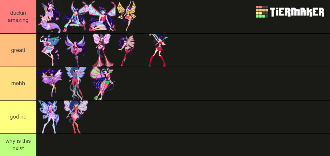 winx musa all transformations Tier List (Community Rankings) - TierMaker