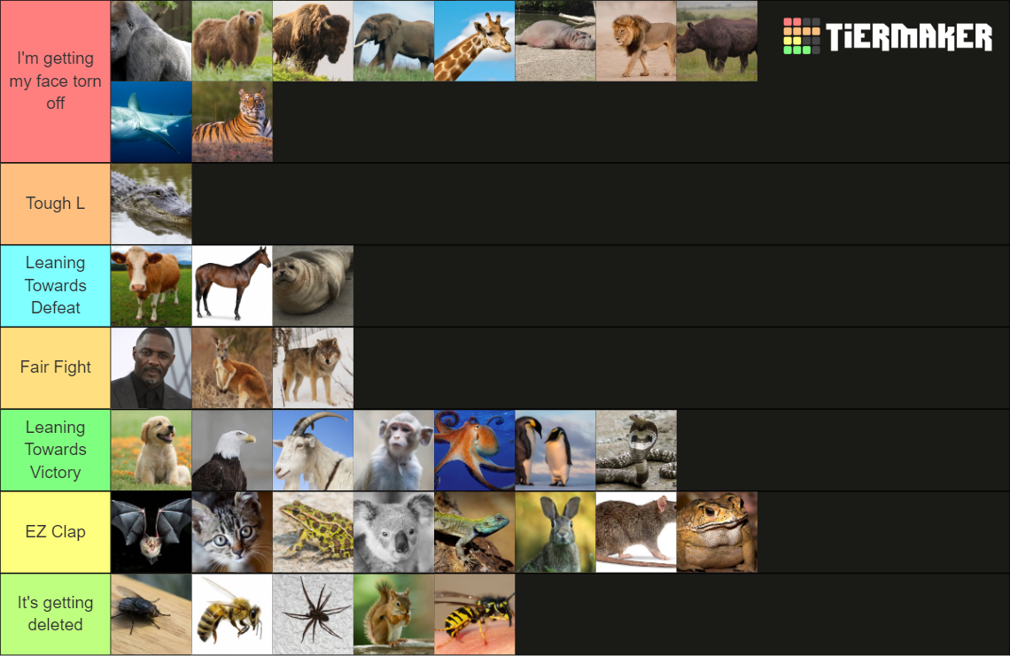 Animal Fight Tier List (Community Rankings) - TierMaker