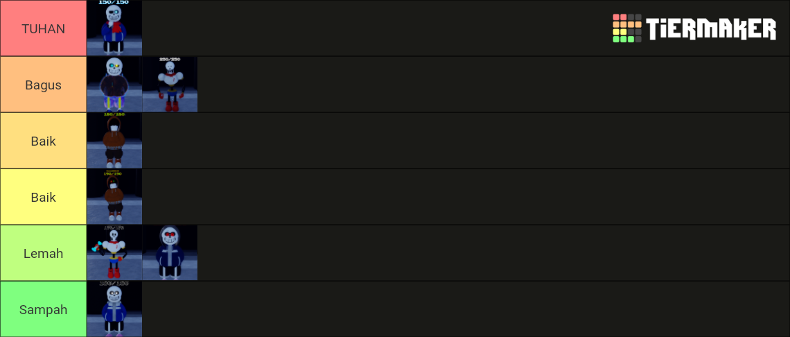 Sans Funny Boss Rush Tier List (Community Rankings) - TierMaker