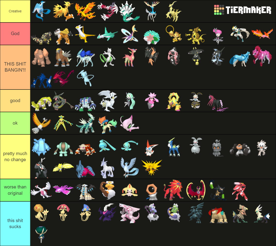 Shiny Legendary/Mythical Pokemon Tier List (Community Rankings) - TierMaker