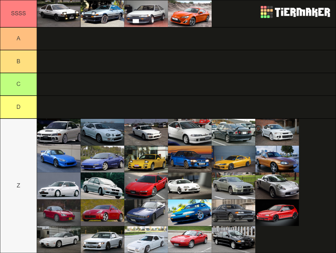 Initial D Cars List Tier List (Community Rankings) - TierMaker