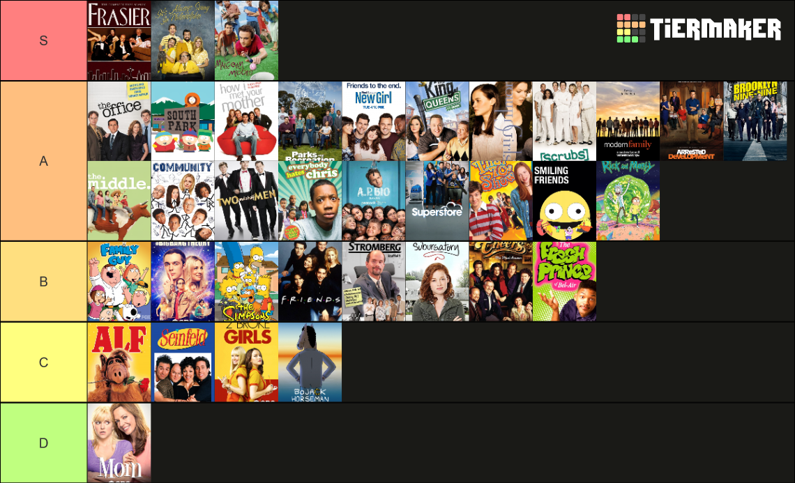 Sitcoms I watched Tier List (Community Rankings) - TierMaker