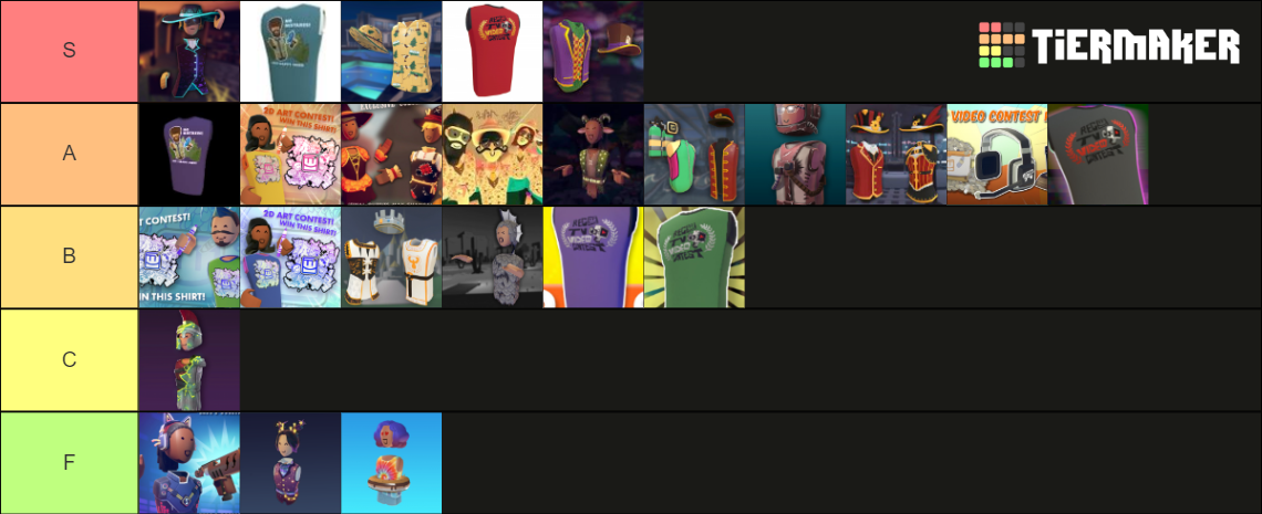 Rec Room Contest Outfits Tier List (Community Rankings) - TierMaker
