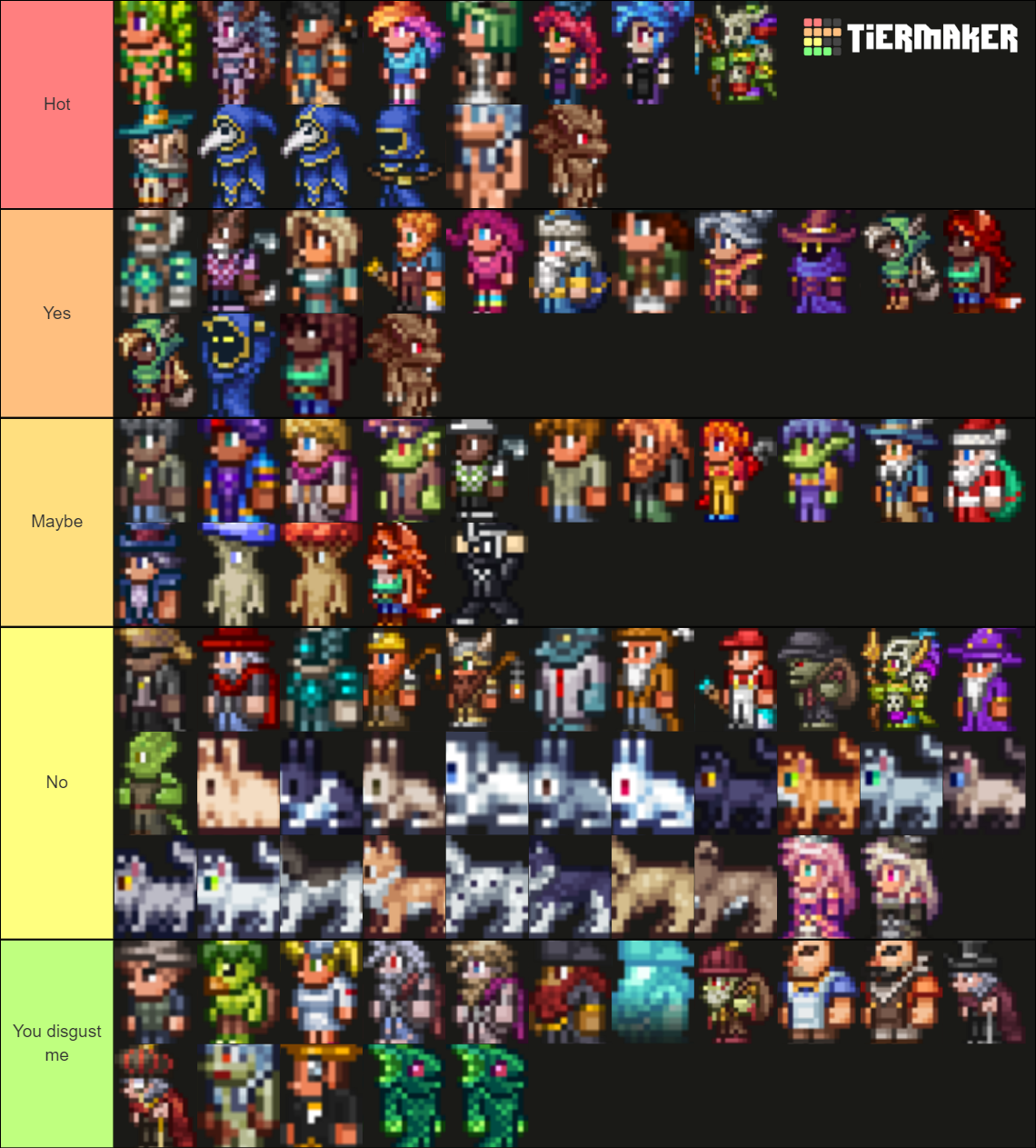 Every Terraria NPC look + more Tier List (Community Rankings) - TierMaker