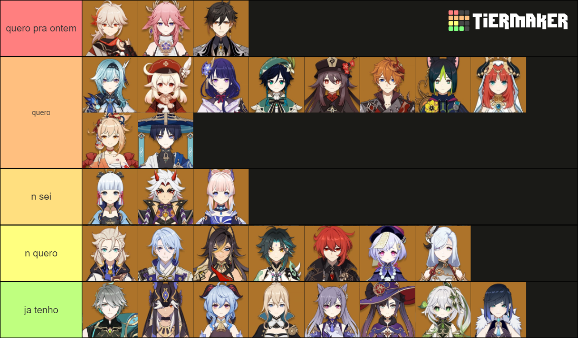 Genshin Impact Wishlist Tier List (Community Rankings) - TierMaker Genshin Impact Wishlist Tier List (Community Rankings) - TierMaker