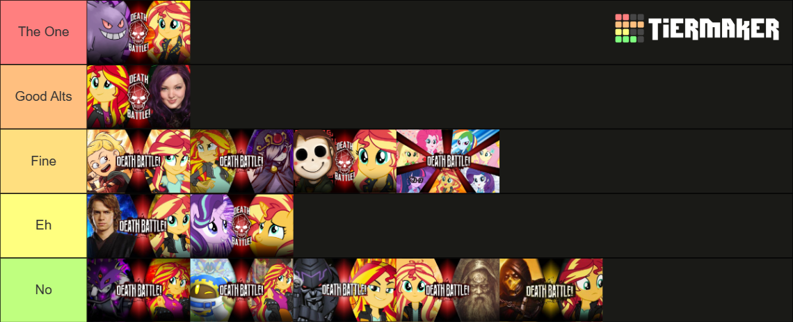 Sunset Shimmer Death Battle Matchups Tier List (Community Rankings) - TierMaker