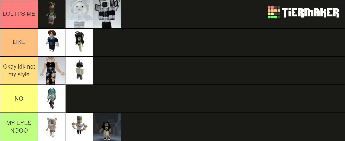 Roblox style rating Tier List (Community Rankings) - TierMaker