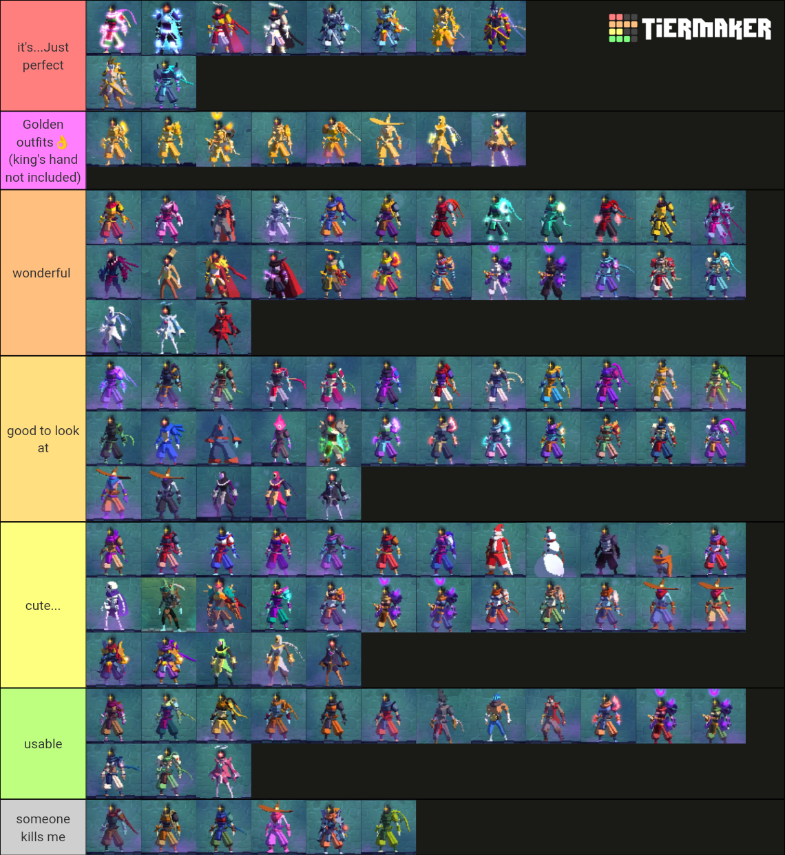 Dead cells outfits (July2023) (INCLUDES SPOILER OUTFITS) Tier List ...