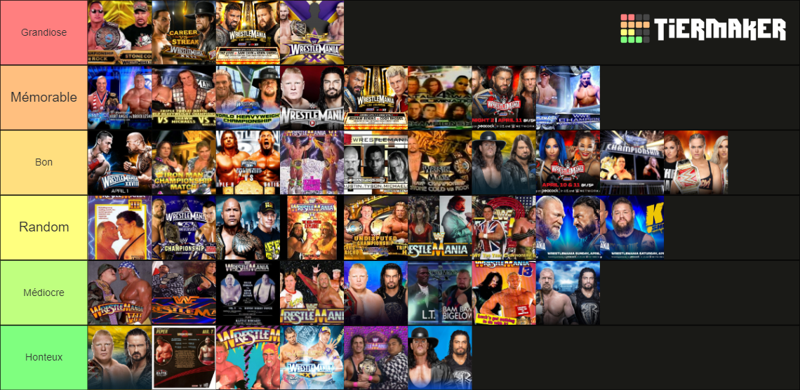 Wrestlemania Main Events Tier List (Community Rankings) - TierMaker