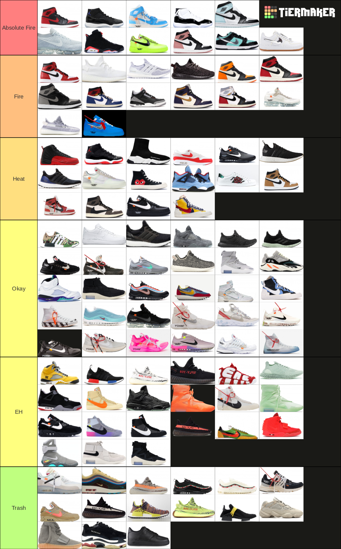 The Definitive List of Sneakers Tier List (Community Rankings) - TierMaker