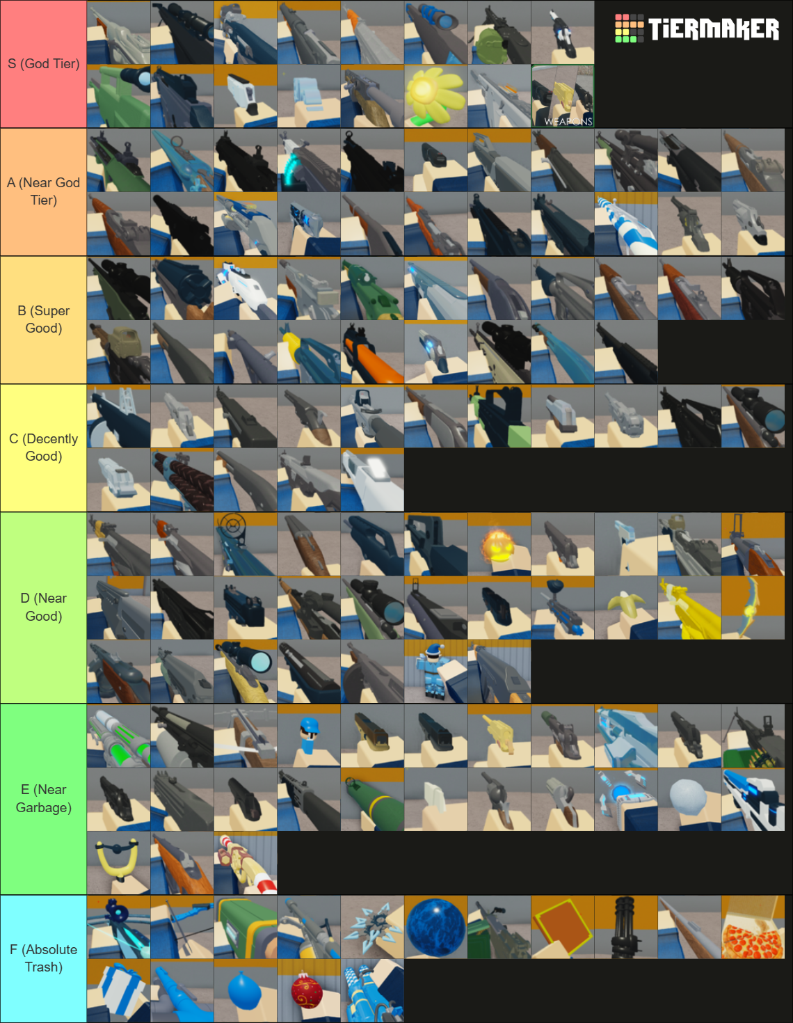 Roblox Arsenal Weapons Tier List (Community Rankings) - TierMaker