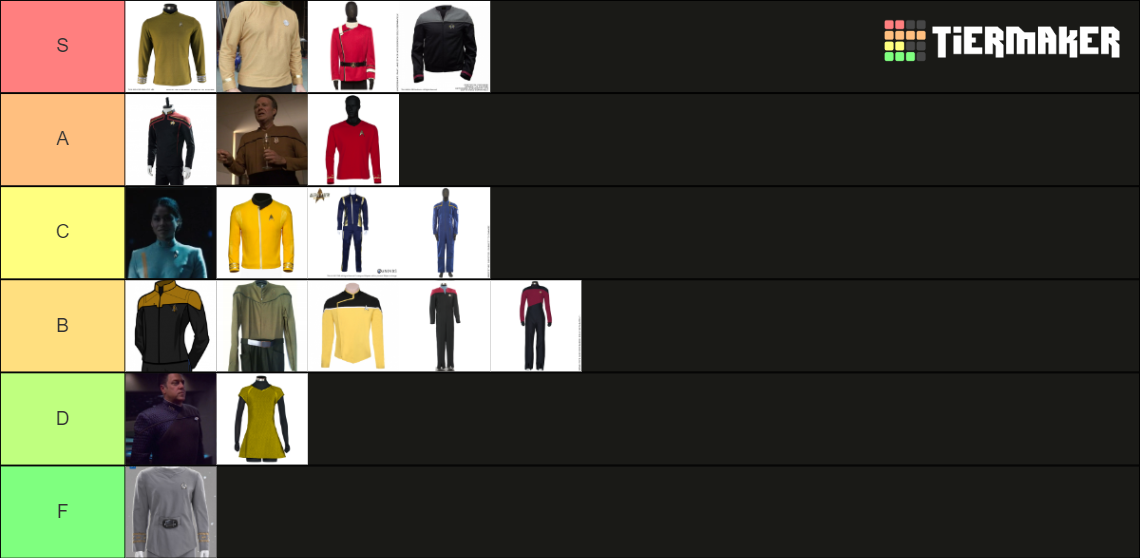 Star Trek Uniforms Tier List (Community Rankings) - TierMaker