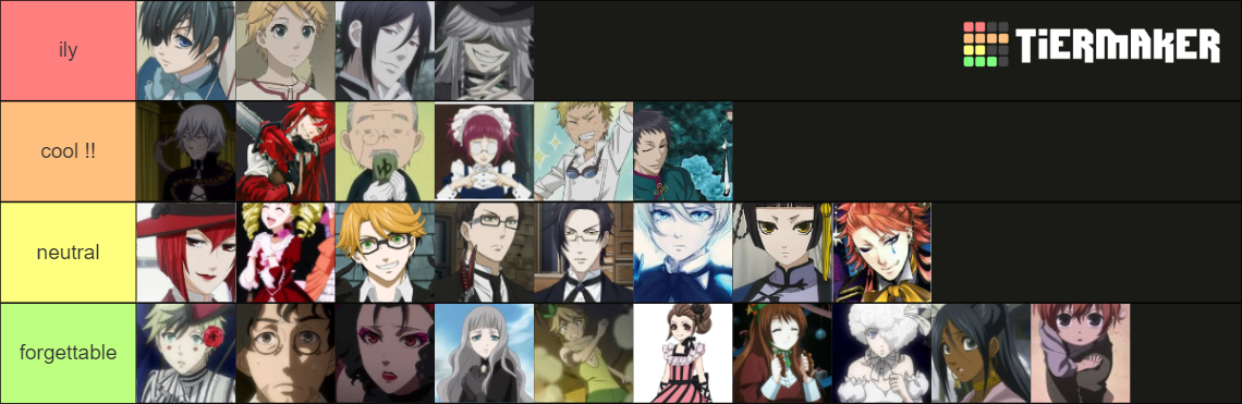 Black Butler Characters Tier List (Community Rankings) - TierMaker