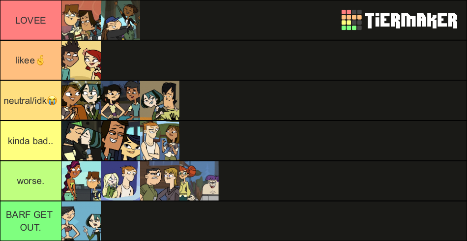 total drama ships Tier List (Community Rankings) - TierMaker