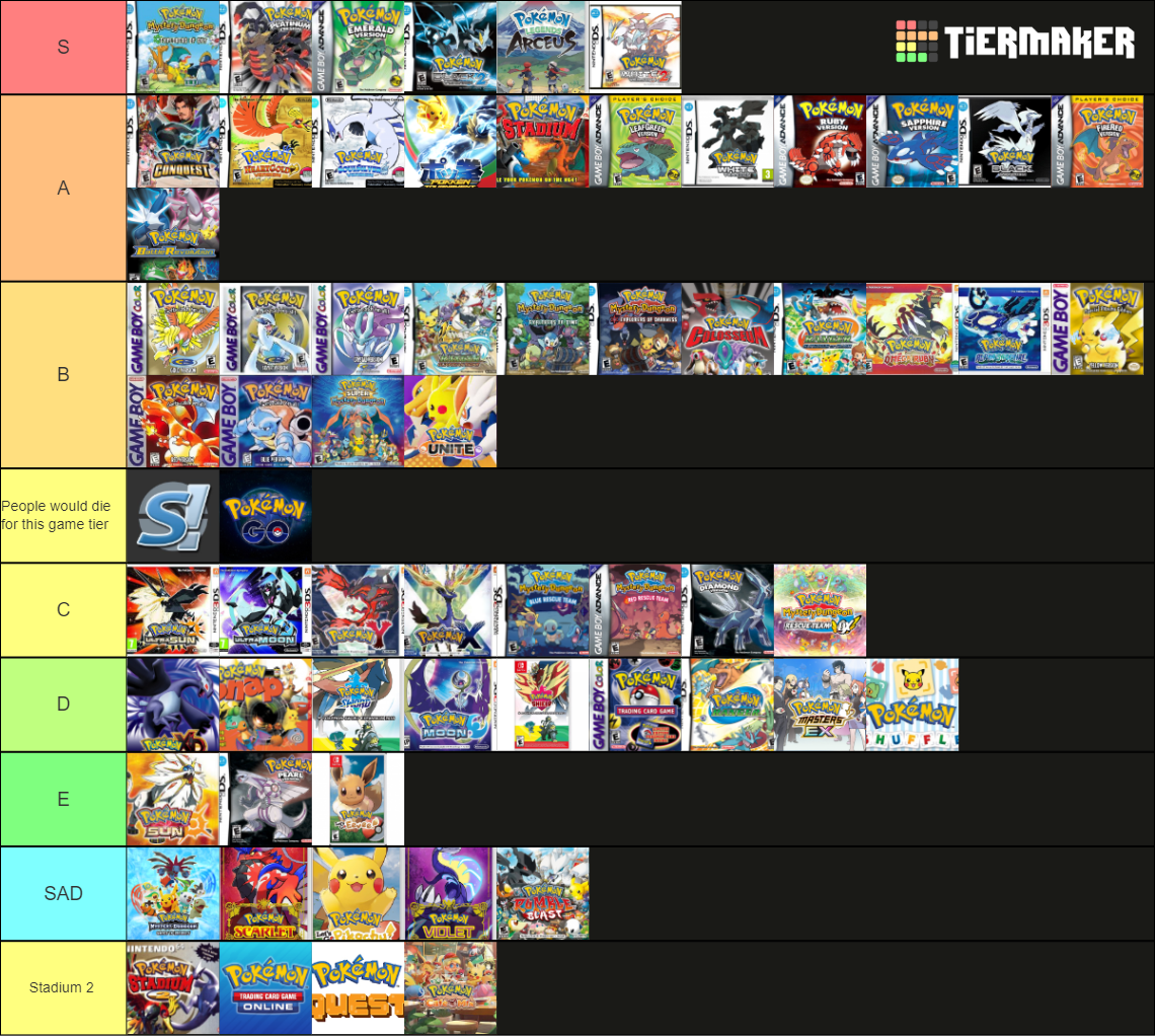 Pokémon Games Tier List (Community Rankings) - TierMaker